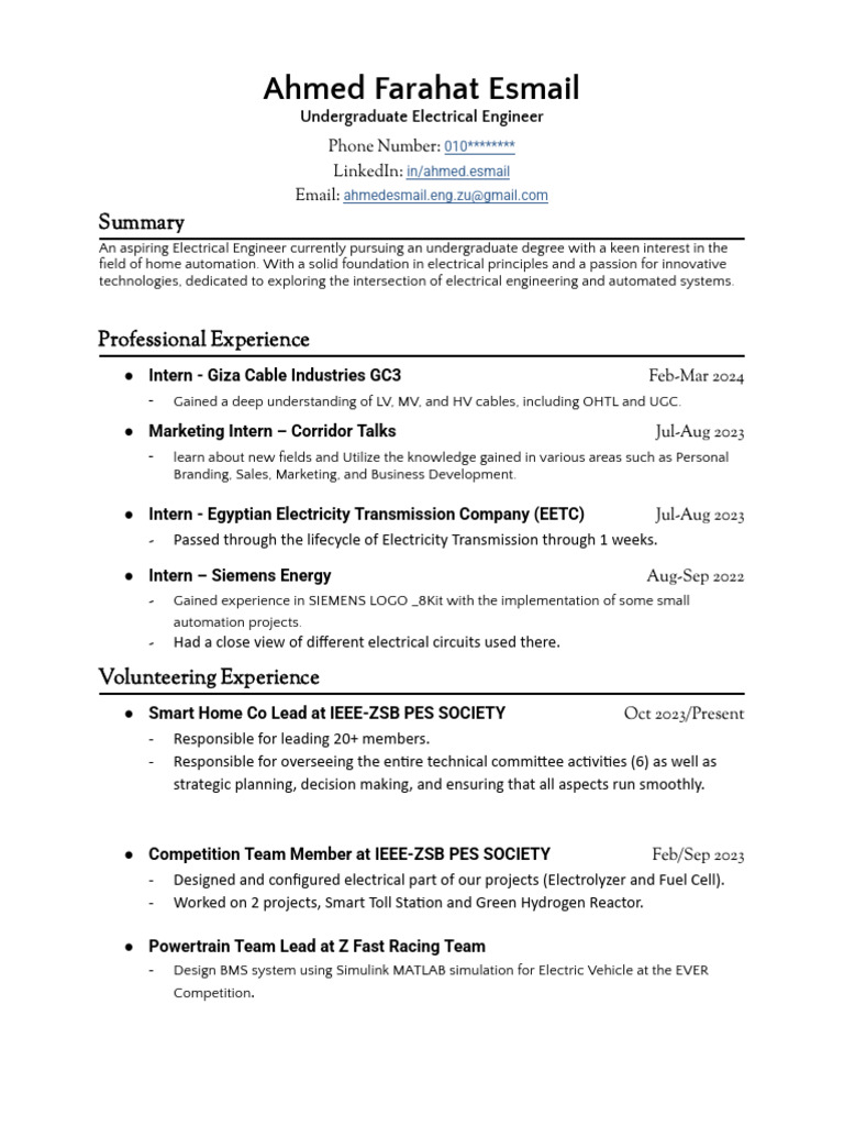 ATS CV Template.docx - مستندات Google | PDF | Electric Power | Electricity