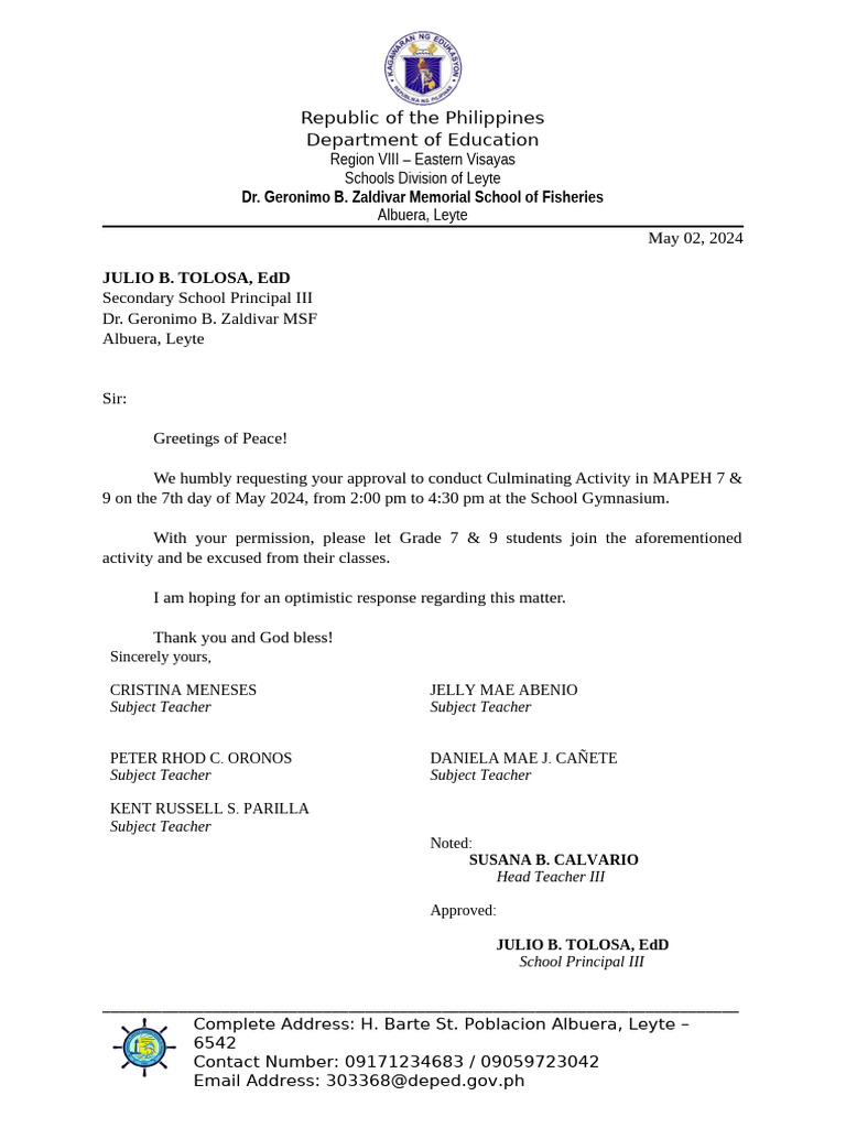 Request for School Activity Approval | PDF