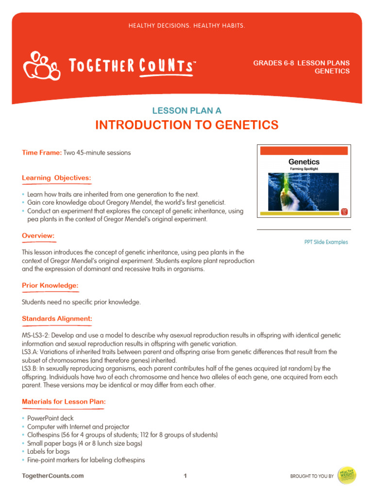 HWCF TC Genetics LessonPlan v3 | PDF | Dominance (Genetics) | Genotype
