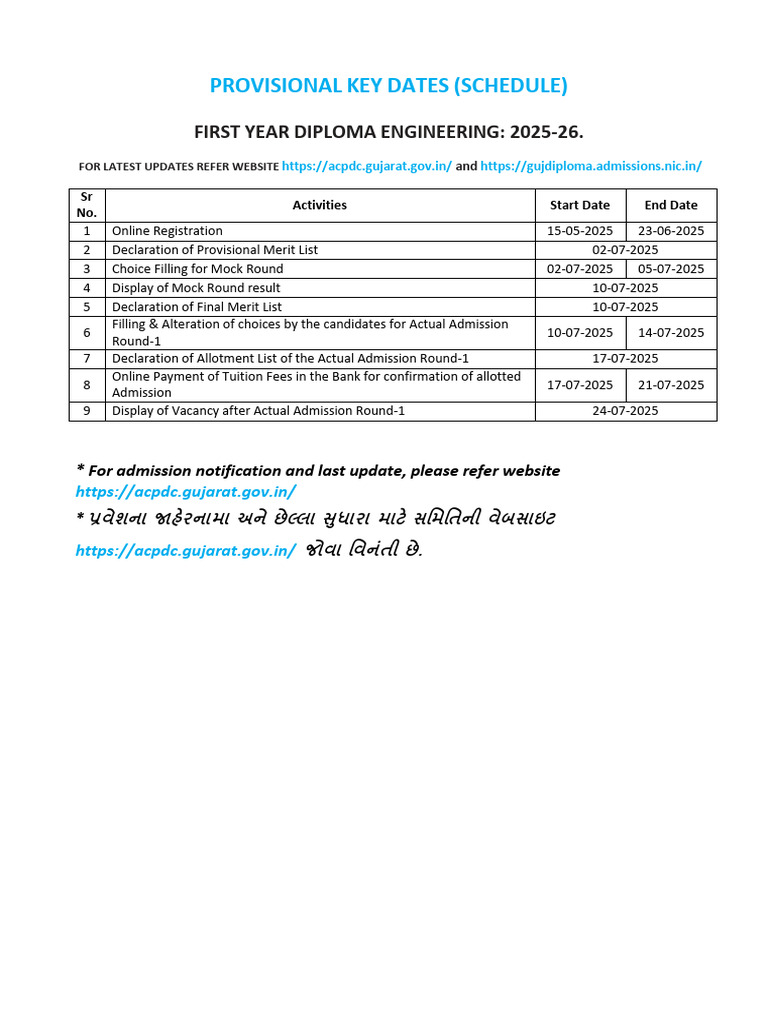 ACPDC 2025 Key Dates Schedule | PDF