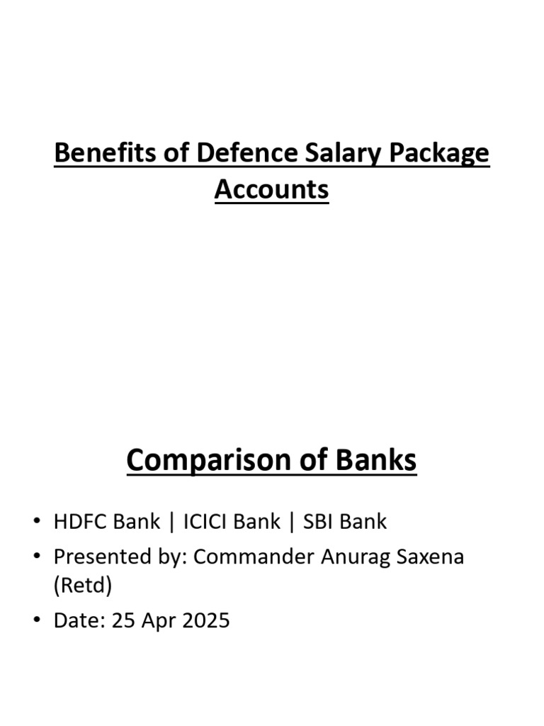 Defence Salary Package Accounts Presentation | PDF | Banks | Credit Card