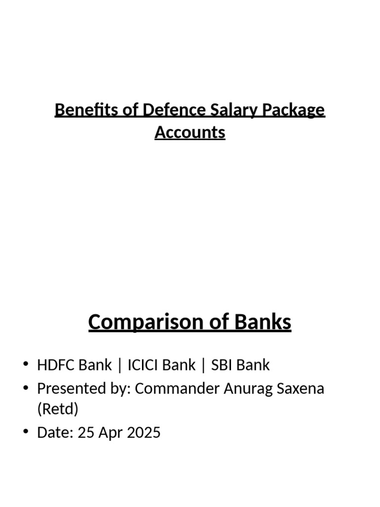 Defence Salary Package Accounts Presentation | PDF | Banks | Credit Card