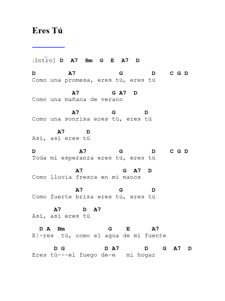 Eres Tu Mocedades Letra Acordes | PDF