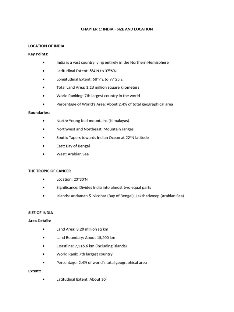 Notes of Geography CHAPTER-1 Class-9 | PDF | Indian Ocean | Asia