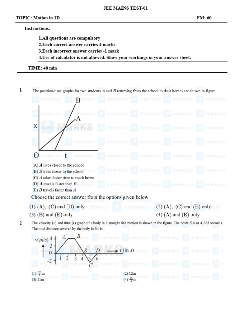 Calculator Use in JEE Mains Test | PDF