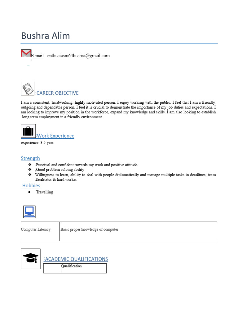 Bushra Alim - Professional Resume | PDF