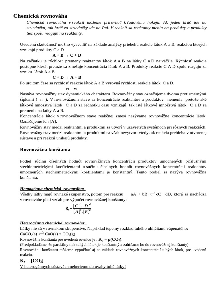Chemická Rovnováhateoria | PDF