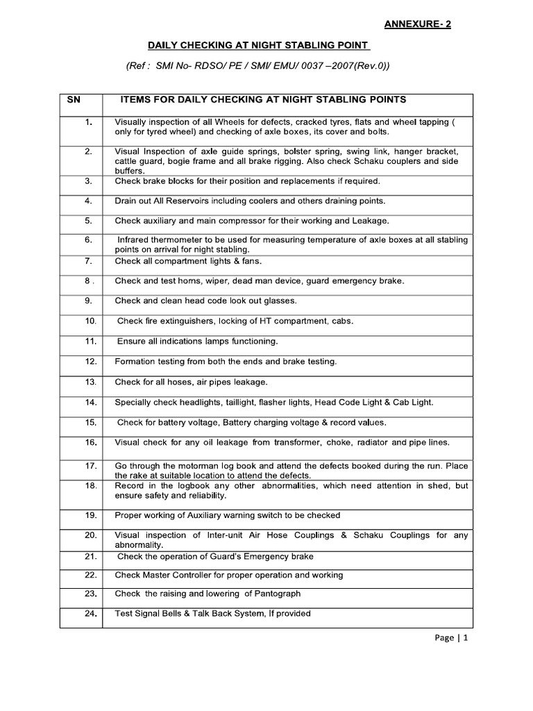 Night Stabling Check RDSO Final Letter 24.06.2024. | PDF