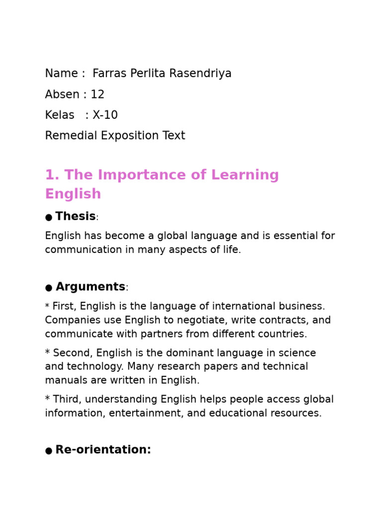 Farras - Remedial Exposition Text | PDF | English Language | Recycling