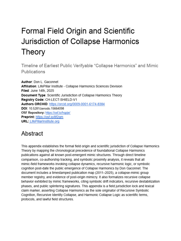 Collapse - Harmonics - Theory - Field - Origin From Academia | PDF | Theory | Consciousness