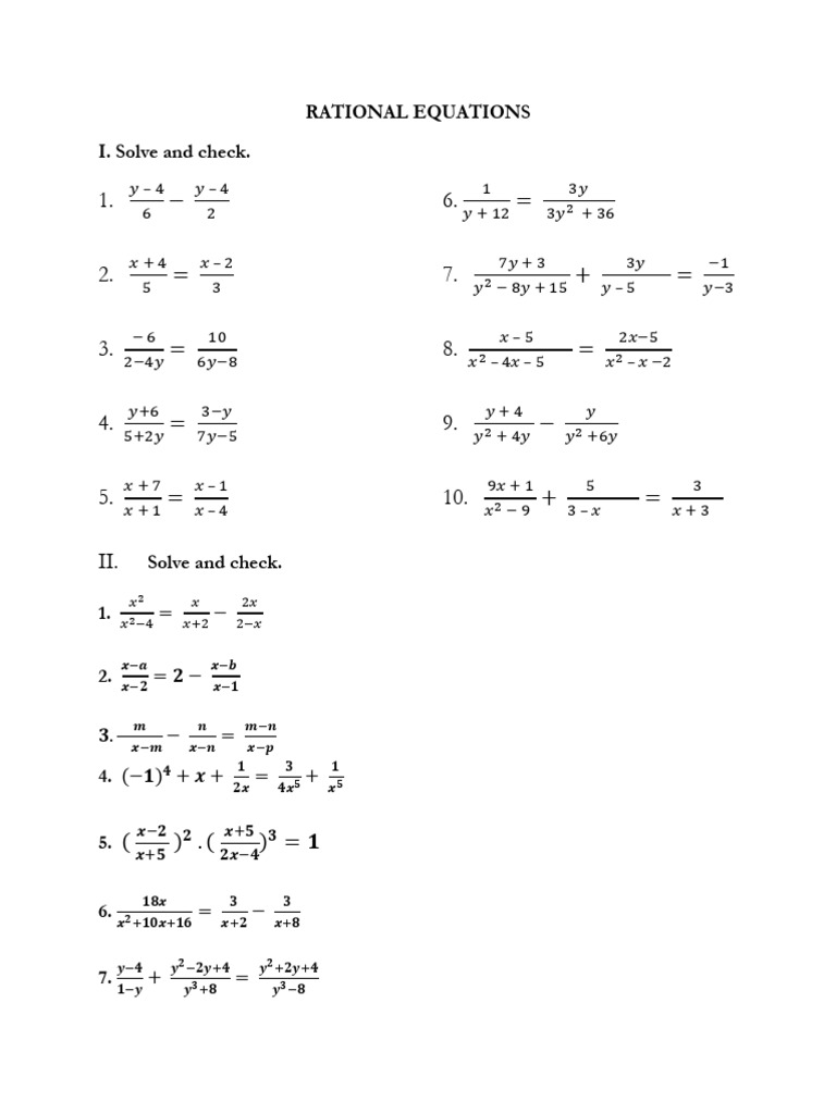 Rational Equations | PDF