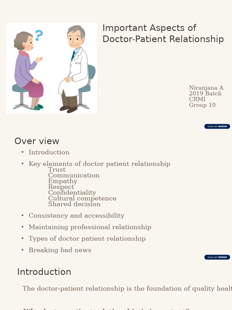 Doctor Patient Relationship | PDF | Health Care | Medicine