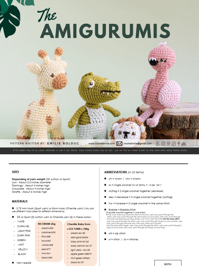 Amigurumi Course Patterns PDF | PDF | Crochet | Surgical Suture