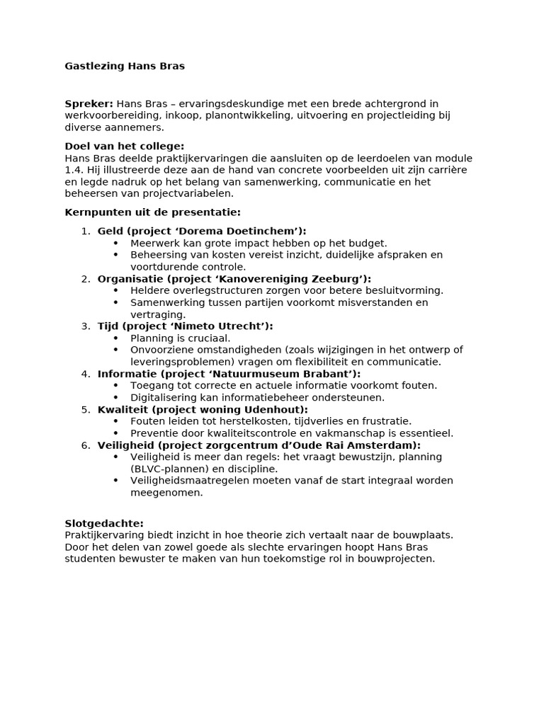 Gastlezing Hans Bras | PDF