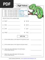 Value of Underlined Digits Worksheet | PDF