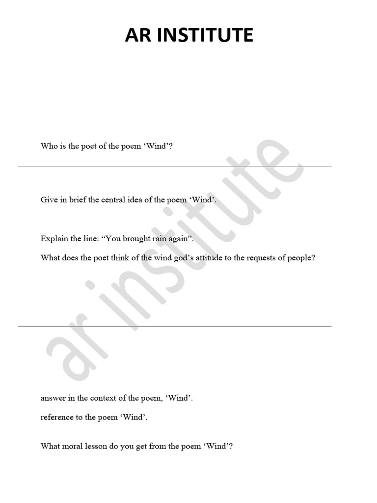Wind Class 9th Questions | PDF