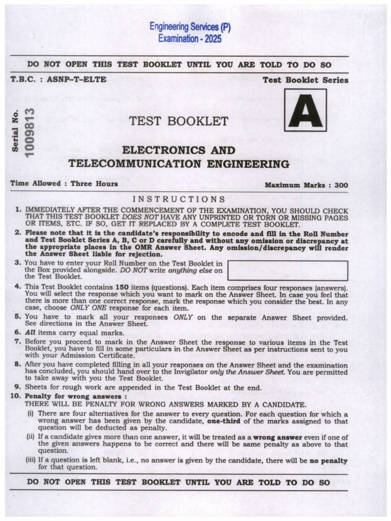 QP Esep 25 Electronics and Telecommunication Engineering P II 090625 | PDF