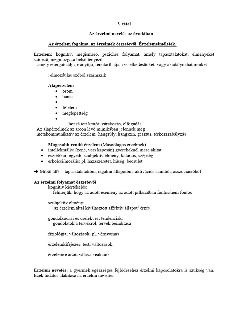 Az Ã©rzelmi Nevelã©s Az Ã Vodã¡ban | PDF