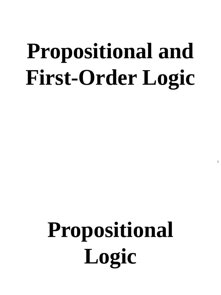 Chapter 03 Part III Propositional and First Order Logic | PDF | Interpretation (Logic) | First ...