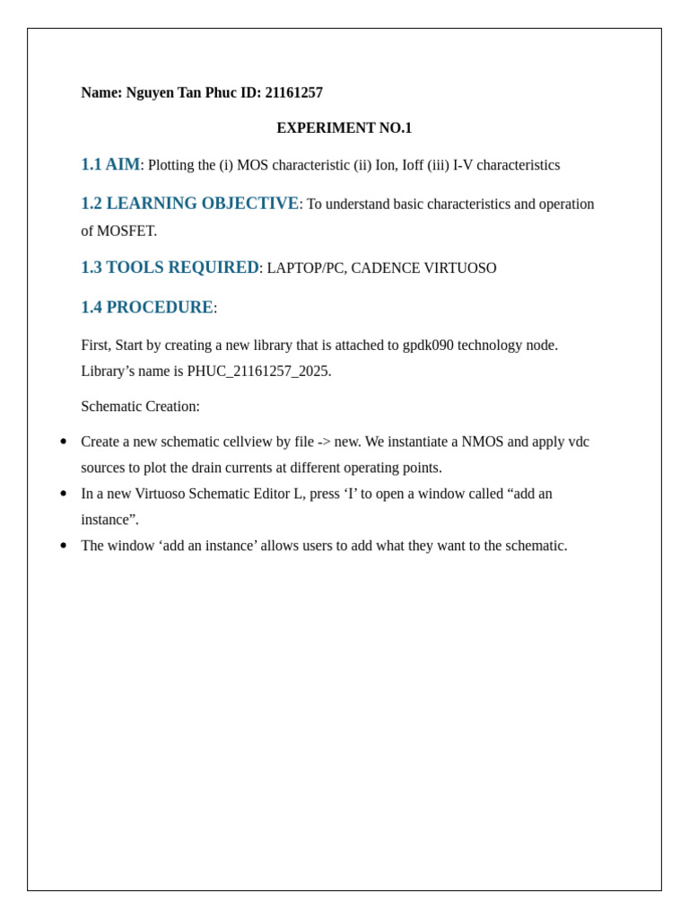Nguyen Tan Phuc - Week 1 | PDF | Mosfet | Field Effect Transistor