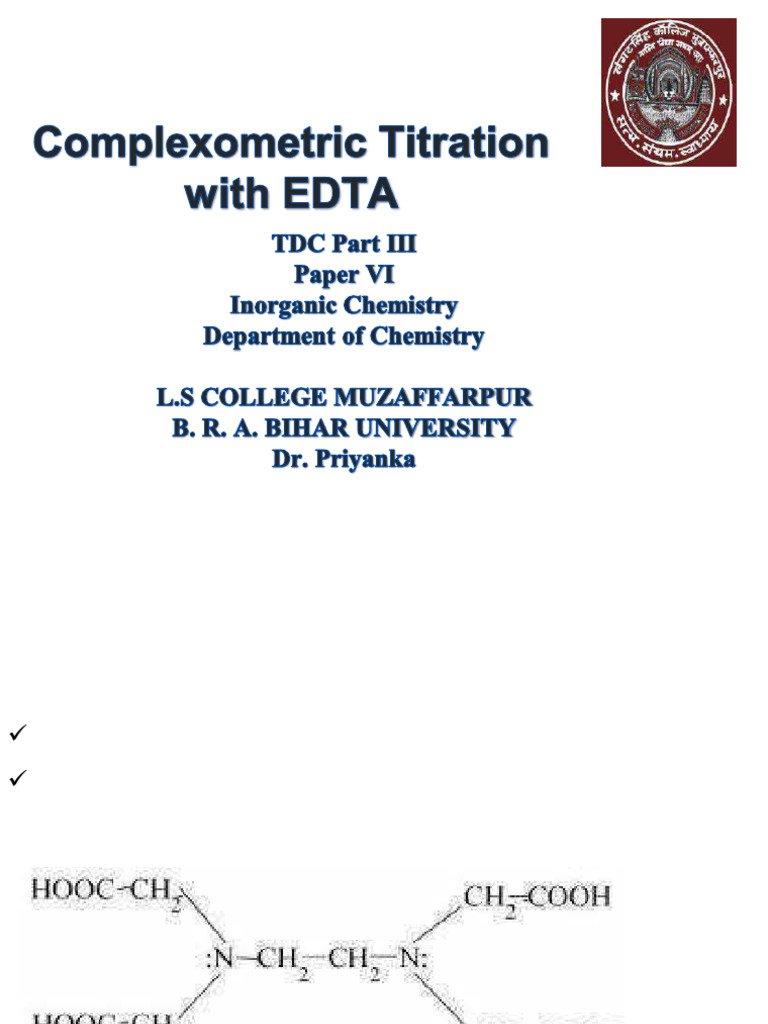 Ug Part 3, Comlexometric Titration, Edta | PDF | Chemistry | Titration