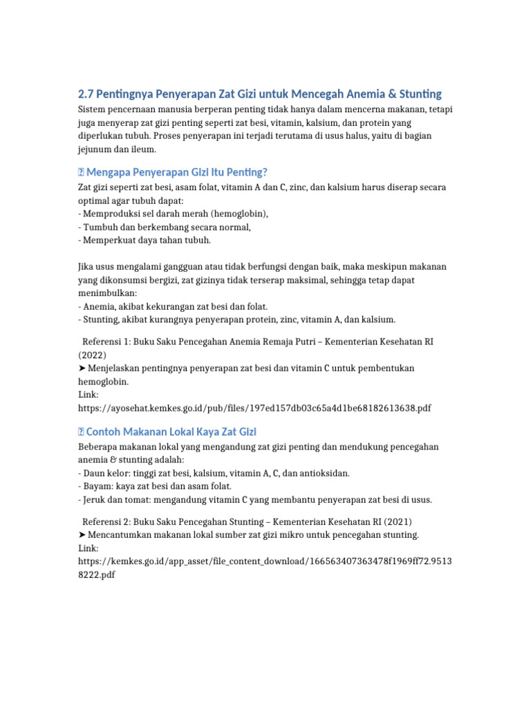 Pentingnya Penyerapan Zat Gizi untuk Remaja | PDF