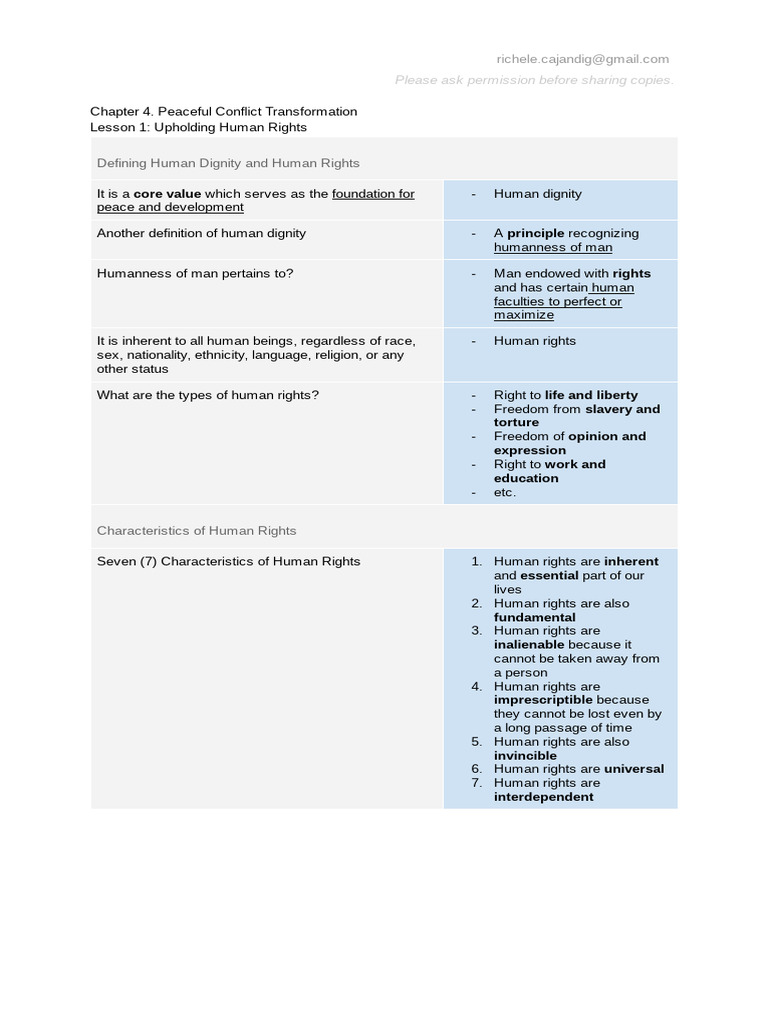 PeaceDev - Chapter 4 Lesson 1 Reviewer | PDF | Human Rights | Social ...
