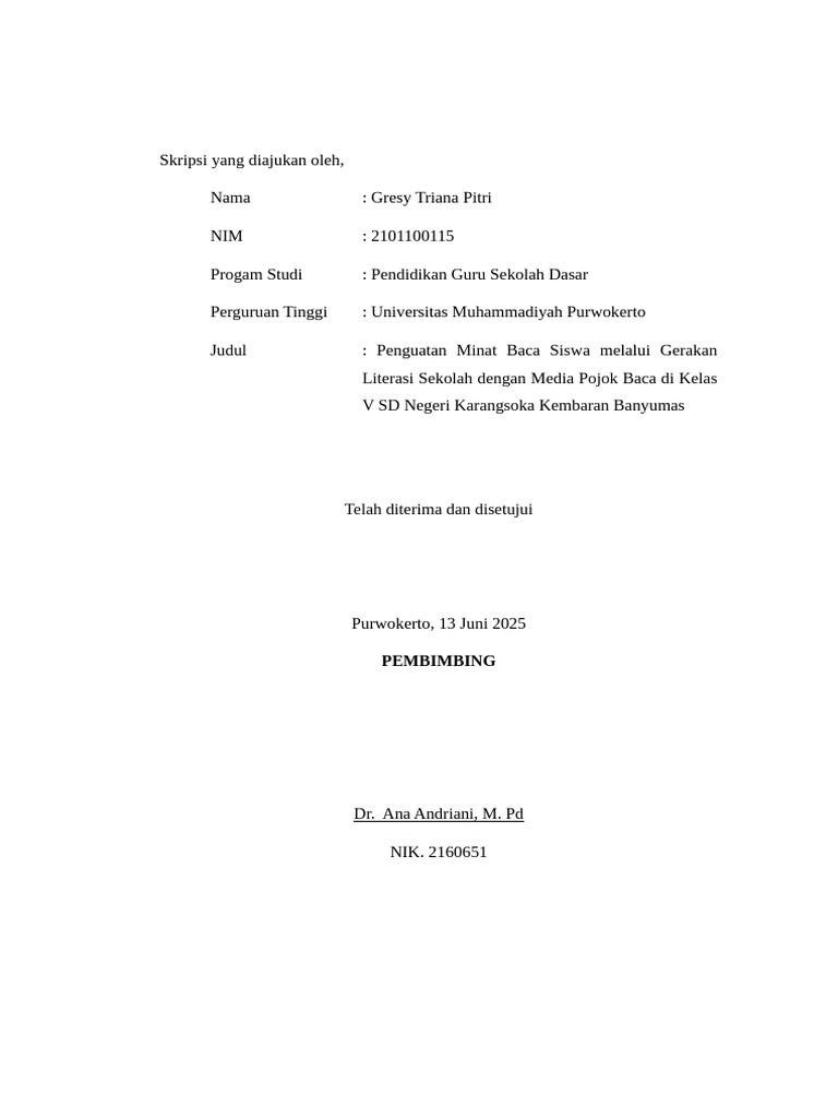 Halaman Persetujuan Proposal Skripsi | PDF