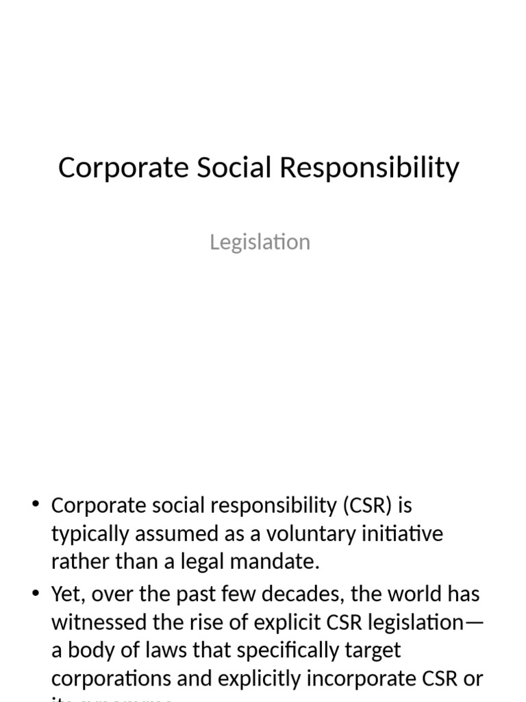 Understanding Mandatory CSR Legislation | PDF | Corporate Social ...