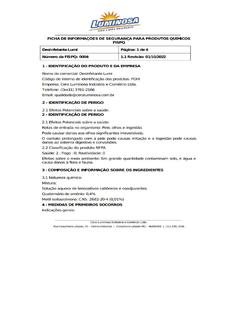 3-Desinfetante Multiuso Lumi | PDF