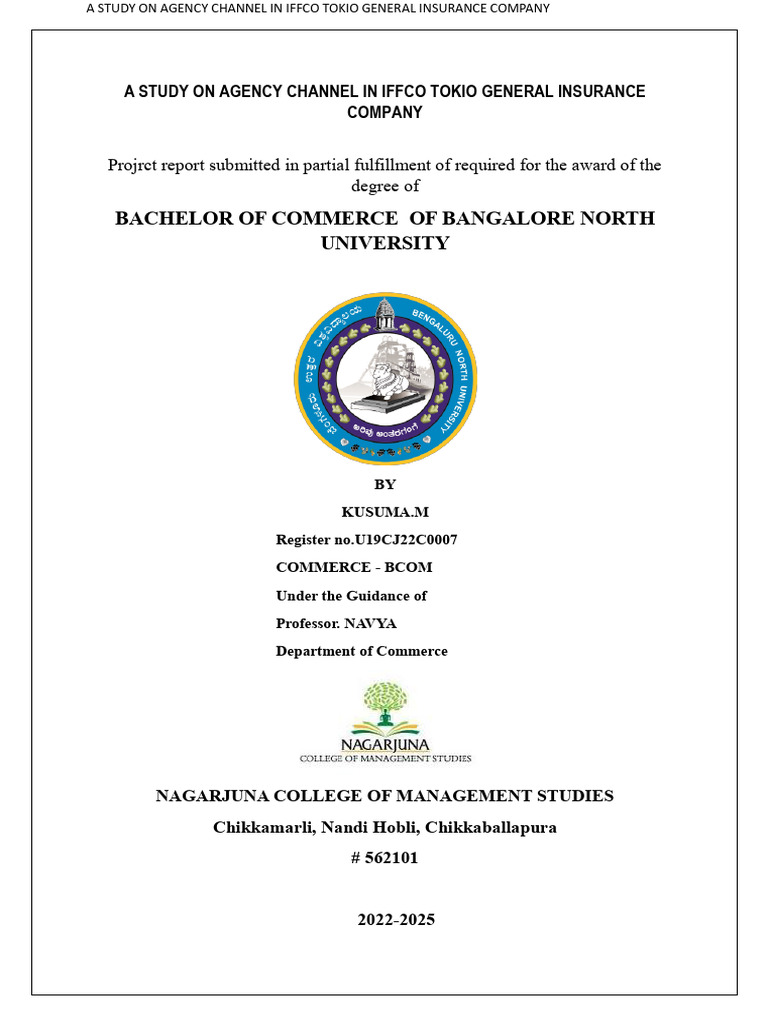 Agency Channel Study: IFFCO Tokio Insurance | PDF | Vehicle Insurance ...