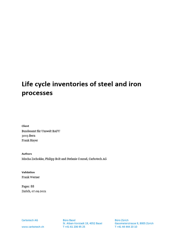 Life Cycle Inventories of Steel and Iron Processes 2021 | PDF ...