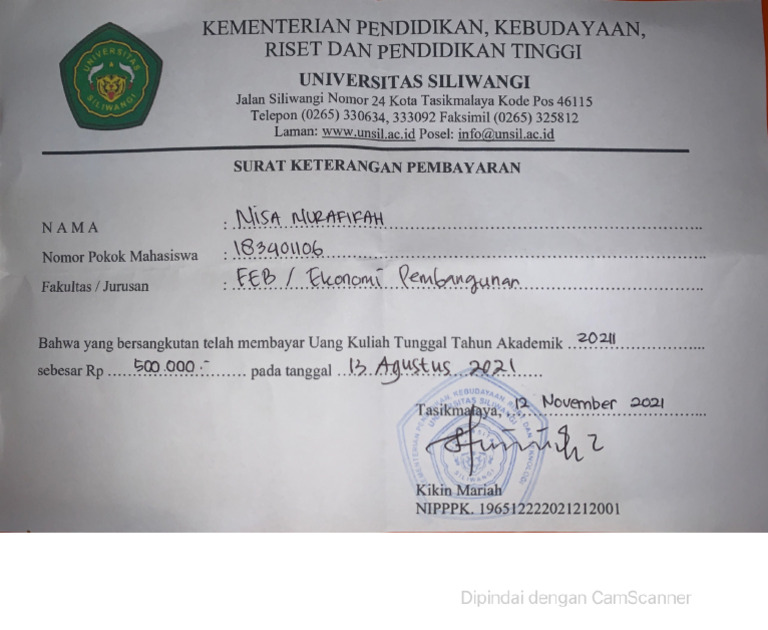 Bukti Pembayaran Ukt | PDF