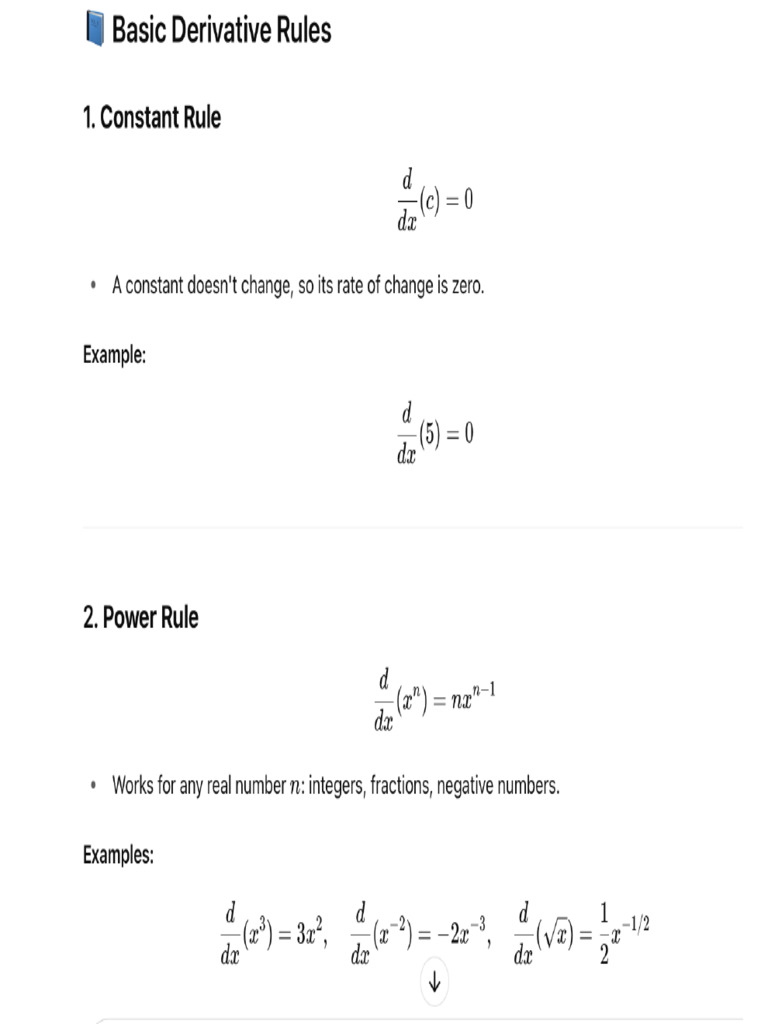 Basic Derivative Rules | PDF