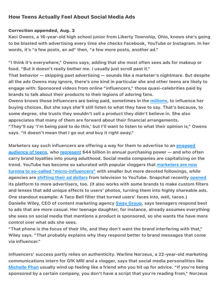 Teens' Trust in Social Media Influencers | PDF | Snapchat | Entertainment
