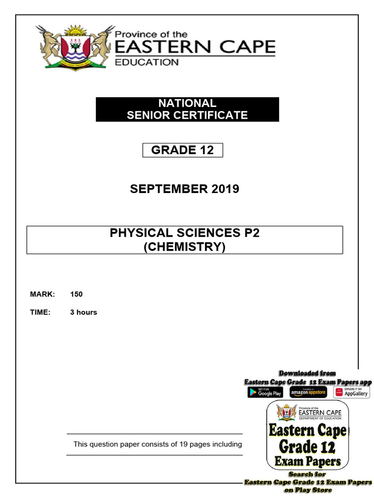 Grade 12 Physical Sciences Exam Paper | PDF | Chemical Reactions ...