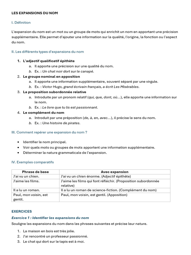 Comprendre les expansions du nom | PDF | Clause | Linguistique
