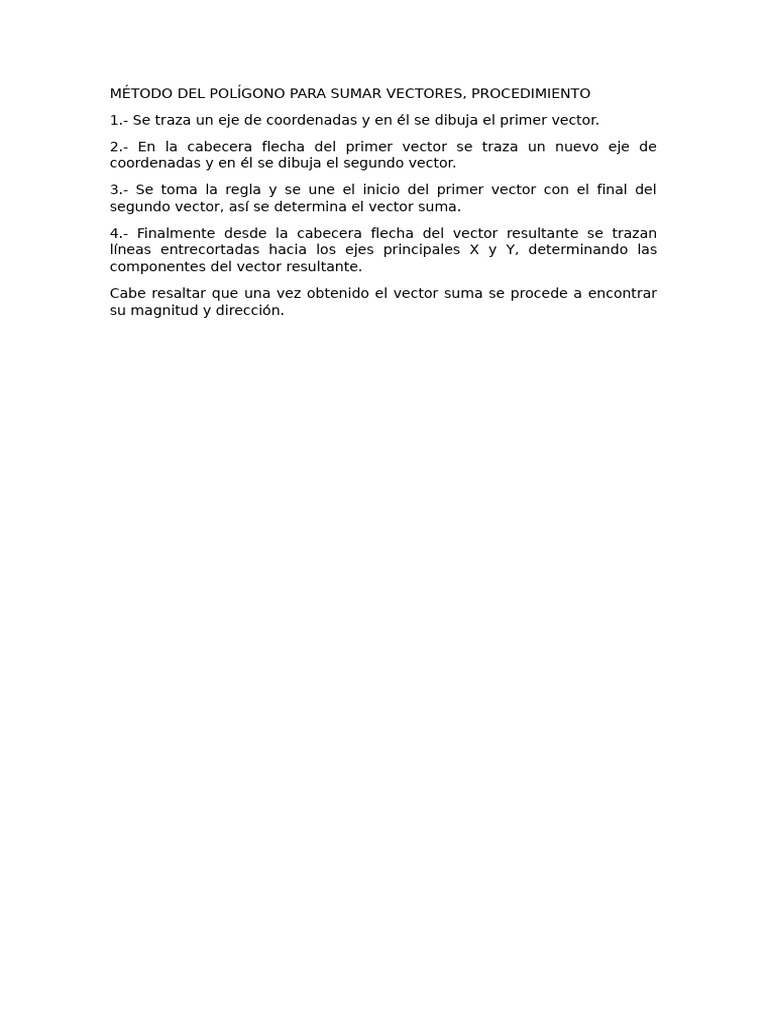 Método del Polígono para Sumar Vectores | PDF