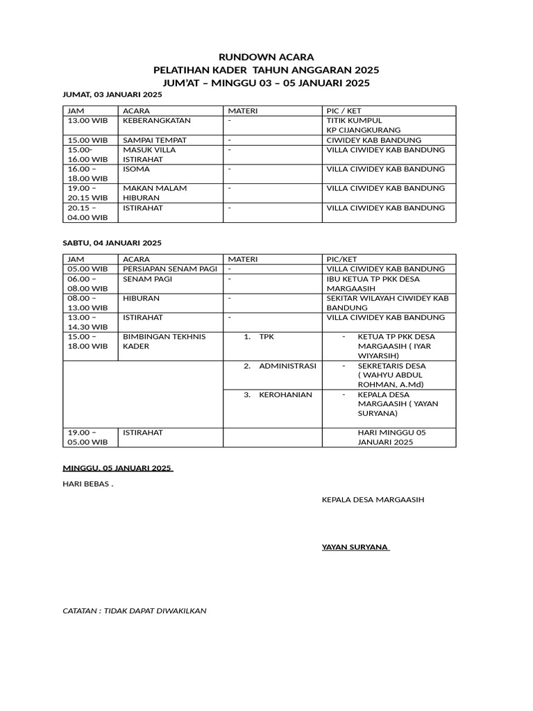 Rundown Acara | PDF
