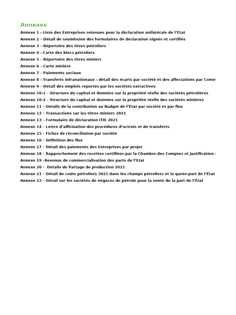 Annexes Rapport ITIE Cameroun 2021 - Final | PDF | Pétrole | Économie