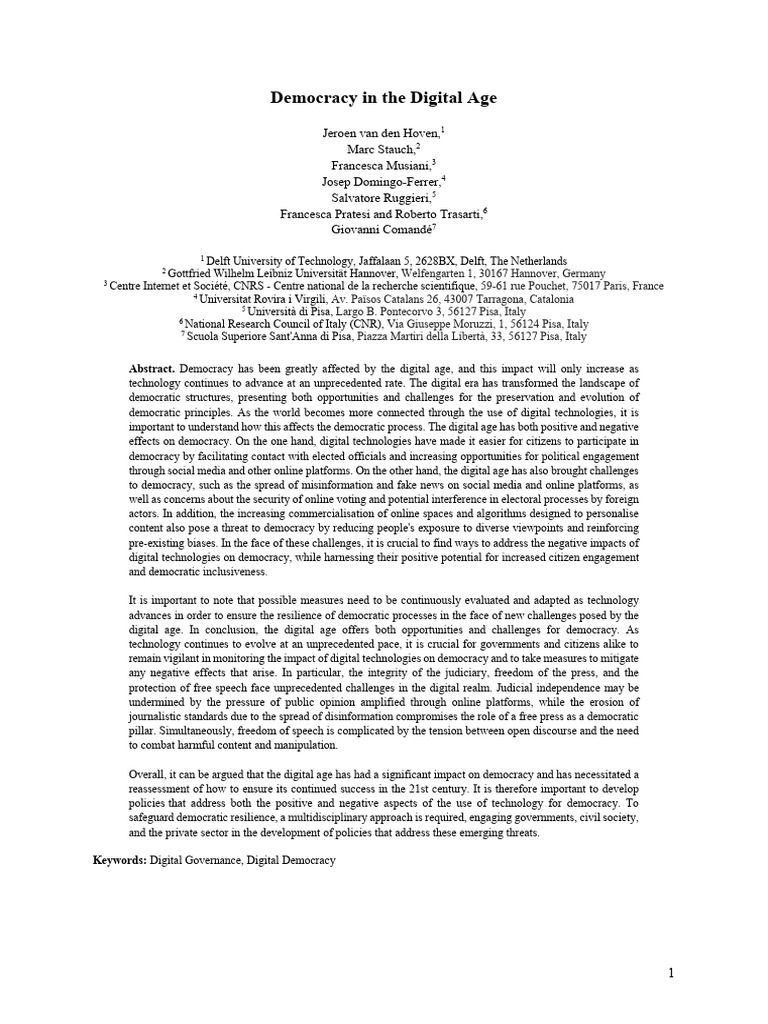 Impact of Digital Age on Democracy | PDF | Artificial Intelligence ...