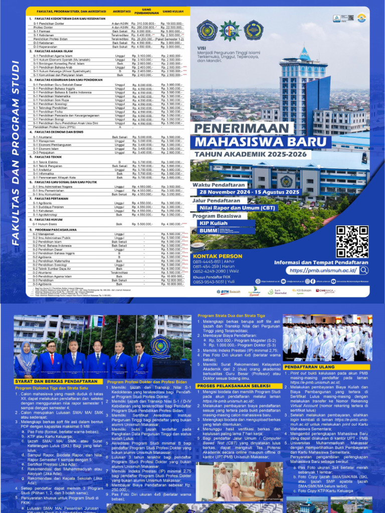 Brosur Pmb Unismuh 2025-2026 (Update Juni 2025) | PDF
