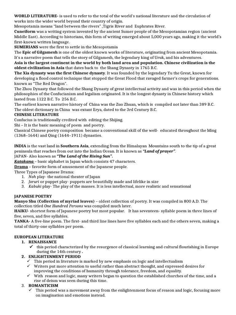 Quarter 2 Review Notes | PDF | Mesopotamia | Romanticism