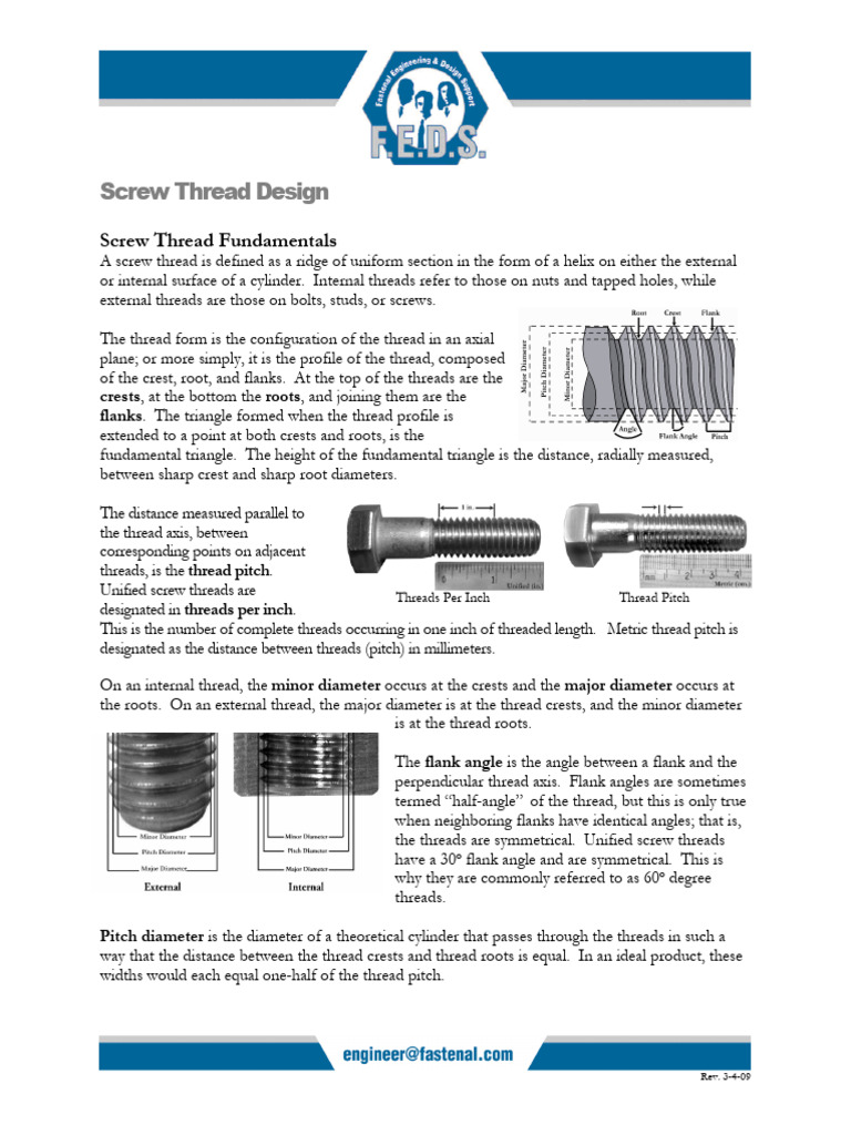 Ti Article Screw Thread Design by Fastenal | PDF | Screw | Strength Of ...
