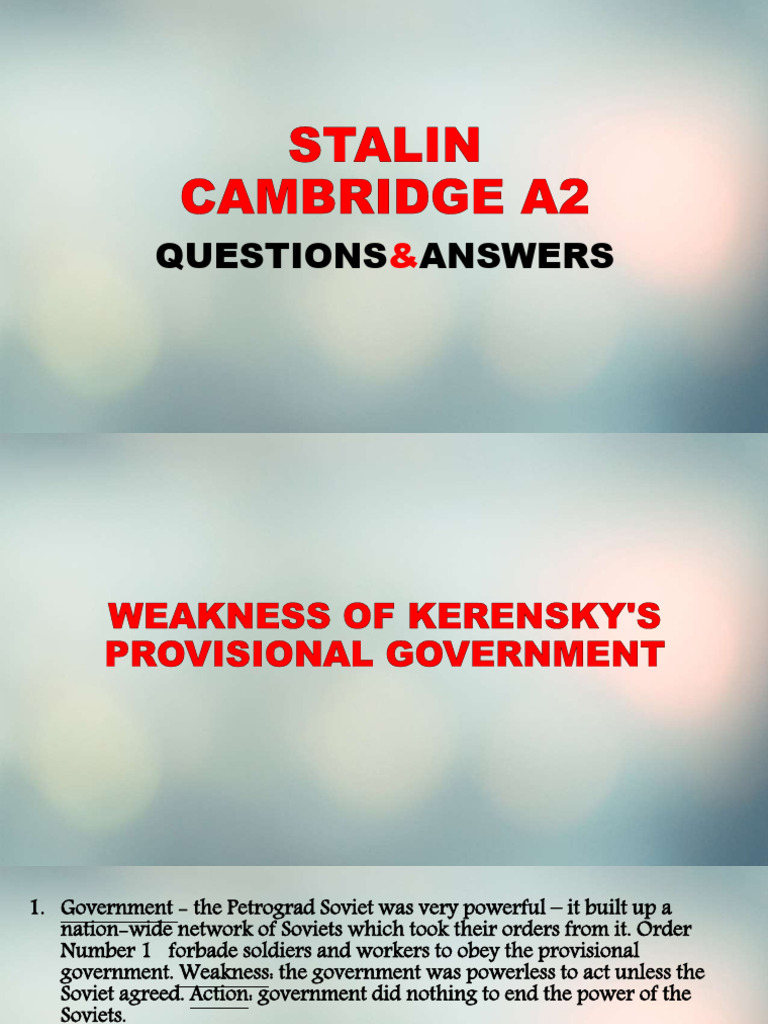 Stalin Questions and Answers | PDF | Joseph Stalin | Soviet Union