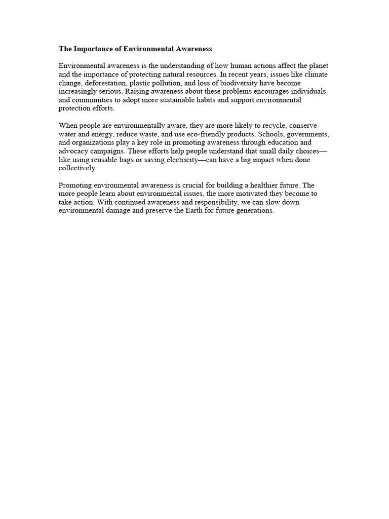 The Importance of Environmental Awareness | PDF