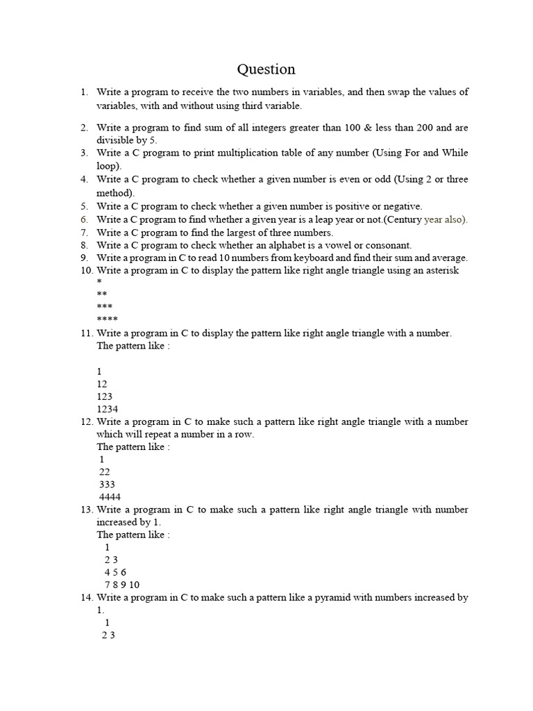 C Programming Exercises and Solutions | PDF | String (Computer Science ...