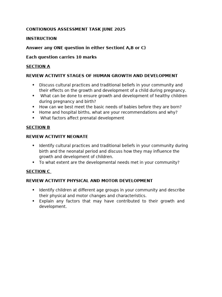 Continous Assessment Task June 2025 | PDF