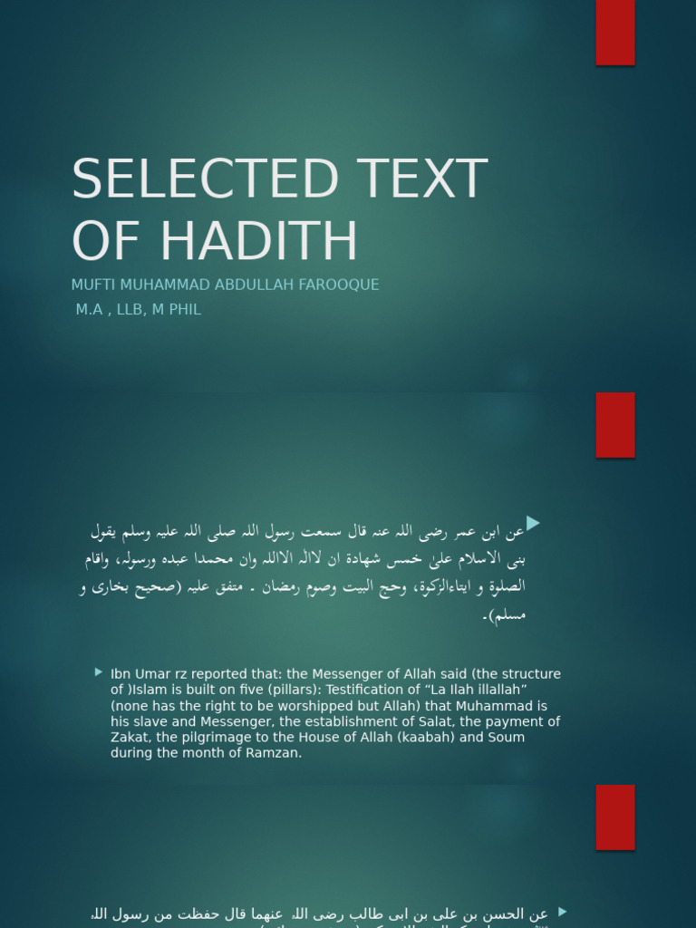 Selected Text of Hadith | PDF | Prophets And Messengers In Islam | Muhammad