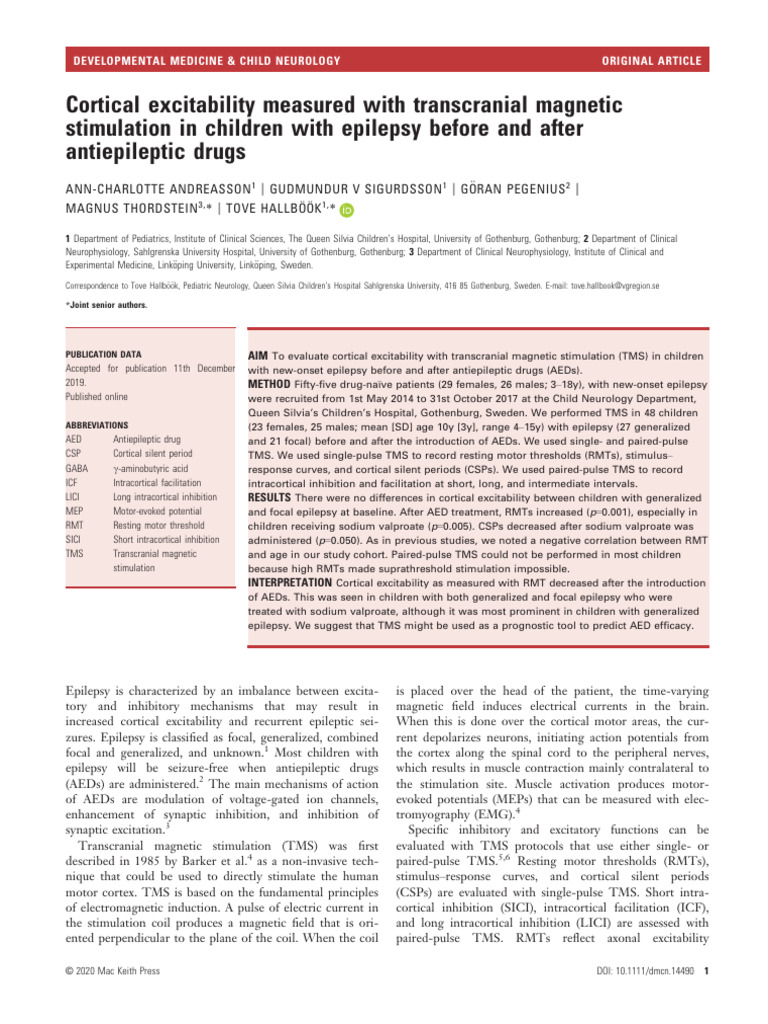 Andreasson Et Al. - 2020 - Cortical Excitability Measured With ...